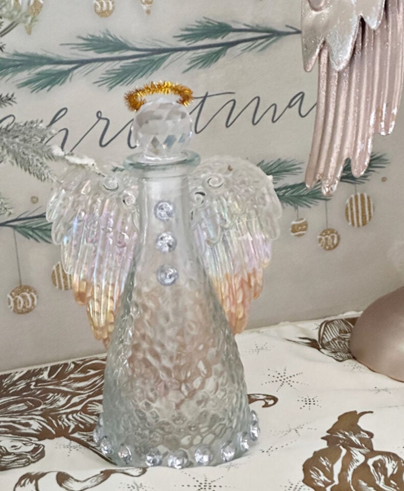 Easy DIY Glass Angel from a Dollar Tree Bottle