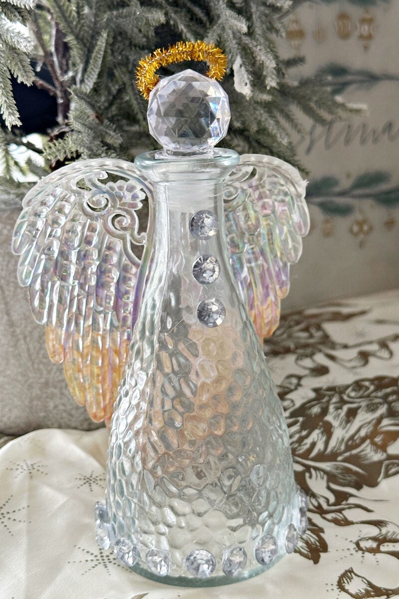 Easy DIY Glass Angel from a Dollar Tree Bottle