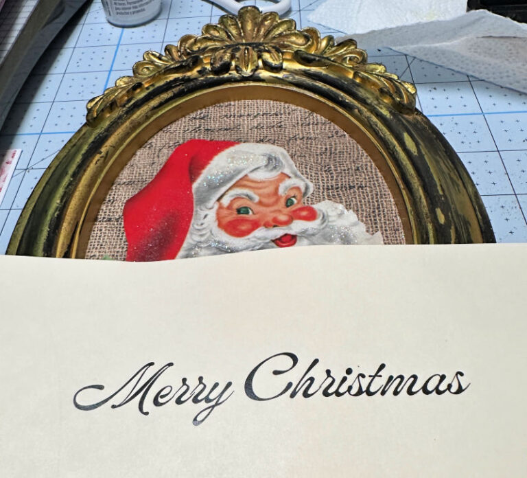 dollar tree christmas diy Vintage Santa Frame