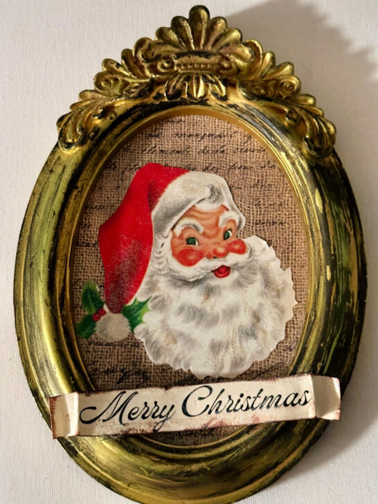 dollar tree christmas diy Vintage Santa Frame