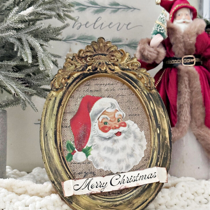 dollar tree christmas diy Vintage Santa Frame