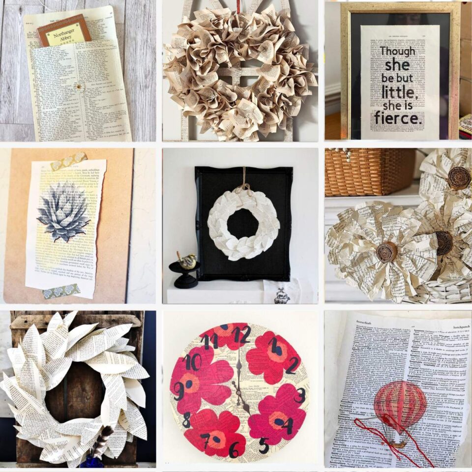 19 Beautiful DIY Book Page Crafts