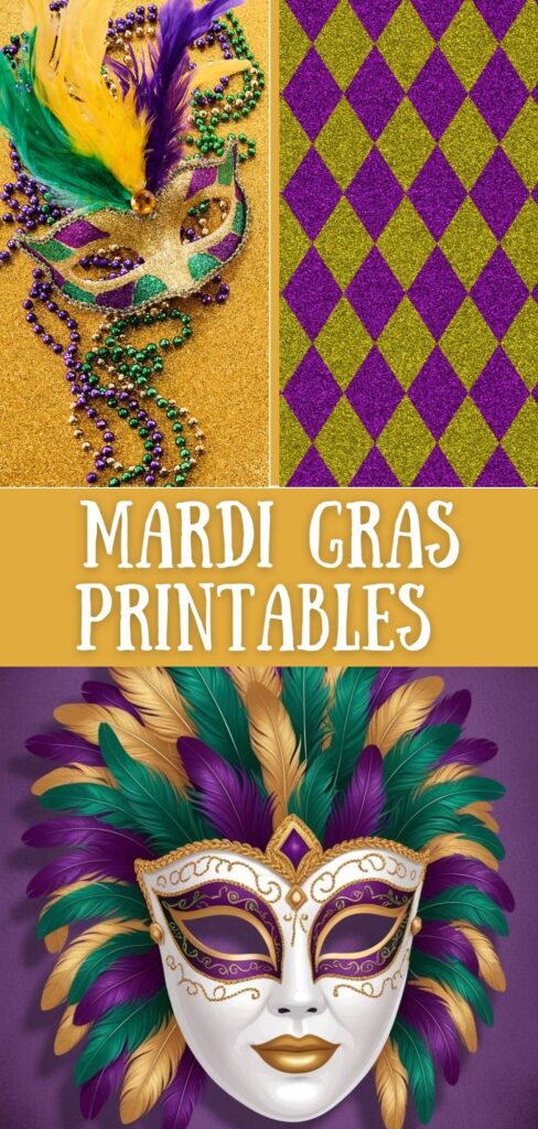 Free Mardi Gras Printables in Traditional Purple, Green and Gold