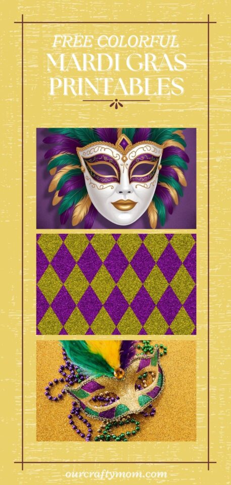 Free Mardi Gras Printables in Traditional Purple, Green and Gold