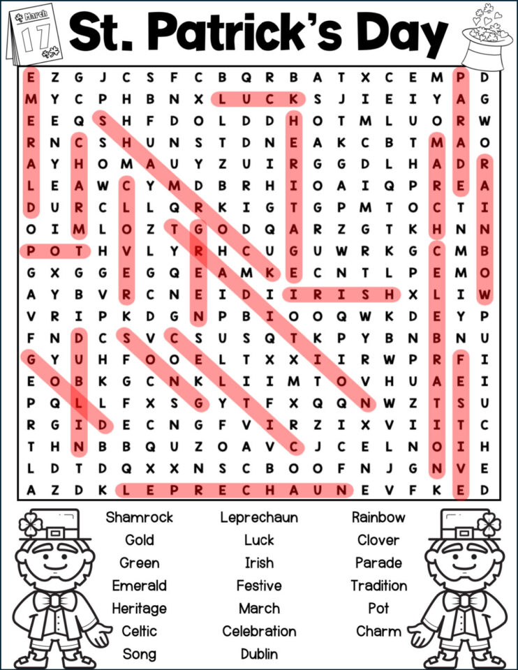 St. Patrick's Day Word Search Free Printable for Kids - Our Crafty Mom