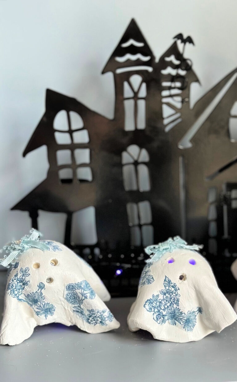 DIY Floral Air Dry Clay Ghosts for Summerween!! - Our Crafty Mom