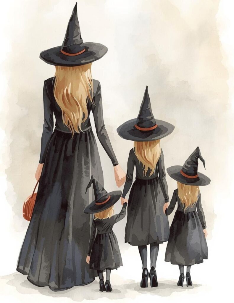 Free Halloween Witch Printable Family Silhouette