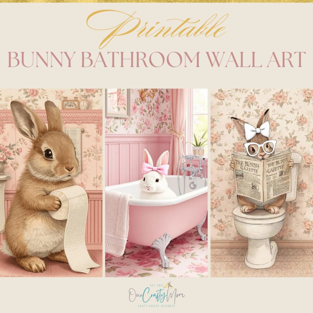 Charming Bunny Printables Bathroom Wall Art for Cottage Style