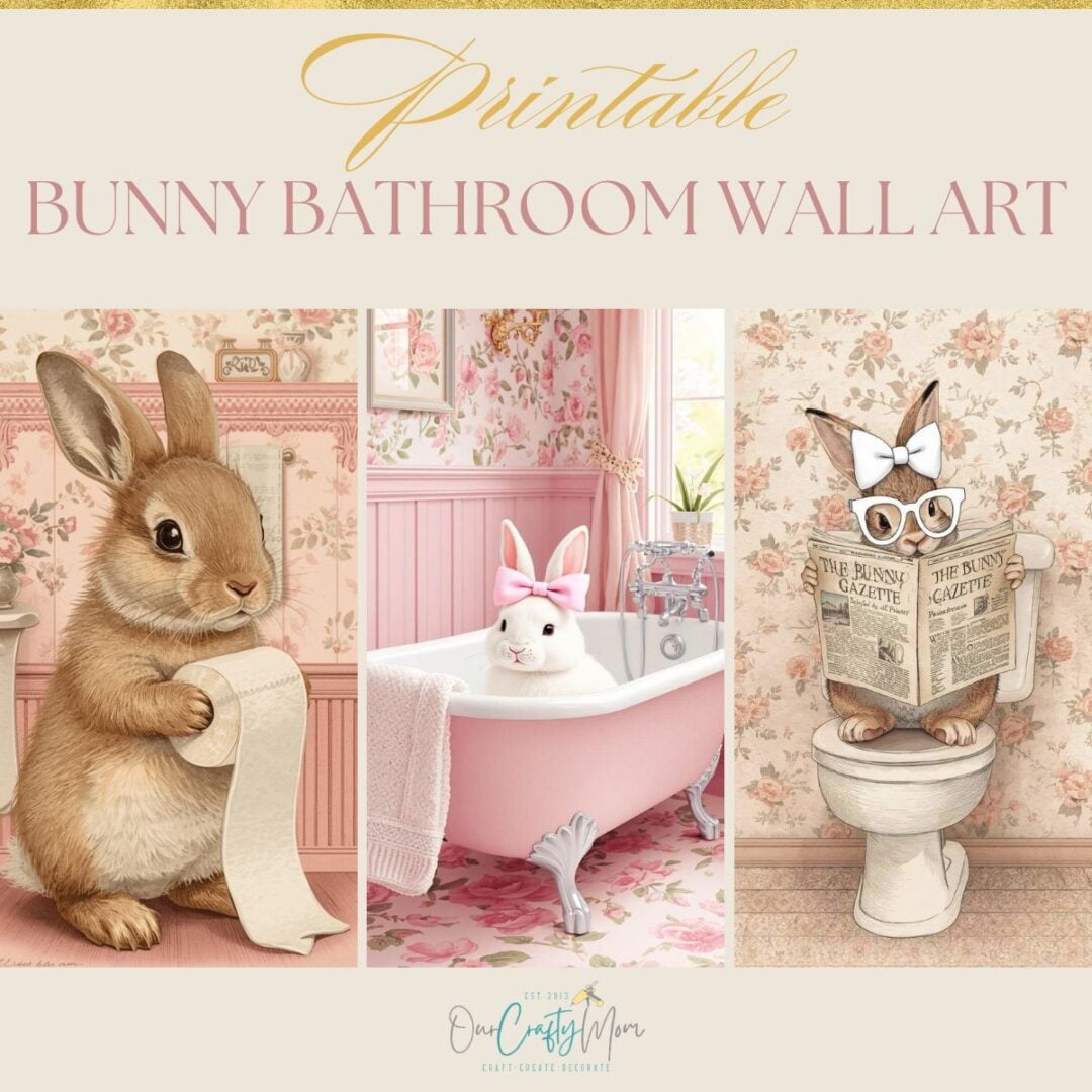 Charming Bunny Printables Bathroom Wall Art for Cottage Style