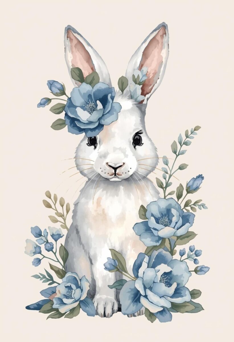 Blue and White Spring Bunny Printables - Our Crafty Mom
