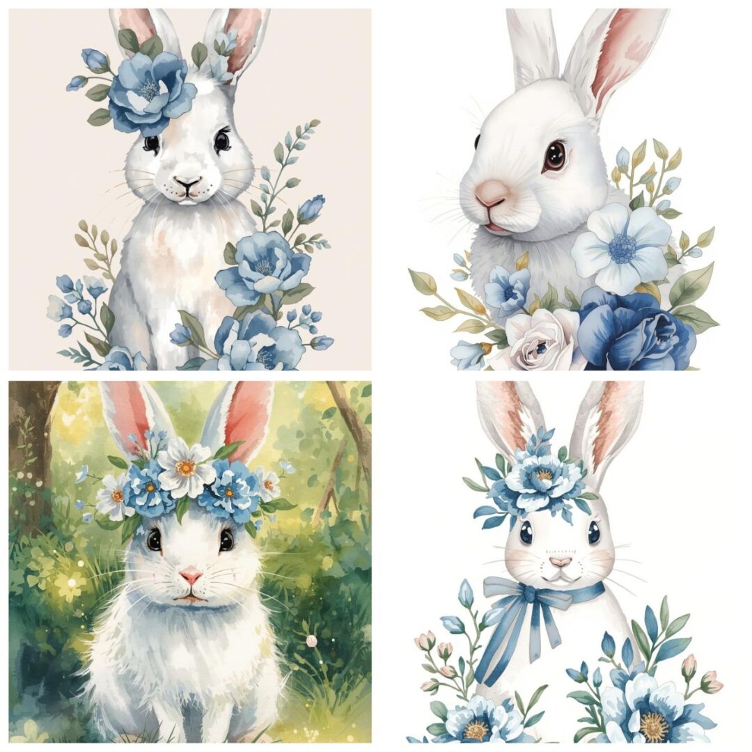 Blue and White Spring Bunny Printables - Our Crafty Mom